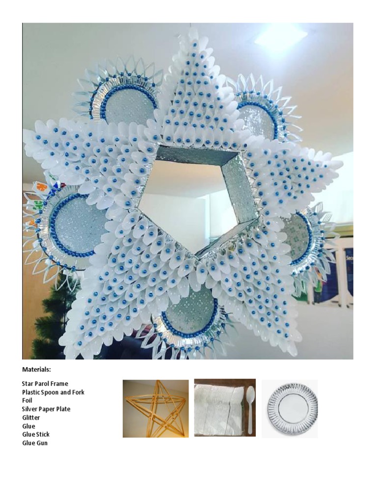 Materials:: Star Parol Frame Plastic Spoon and Fork Foil Silver Paper ...