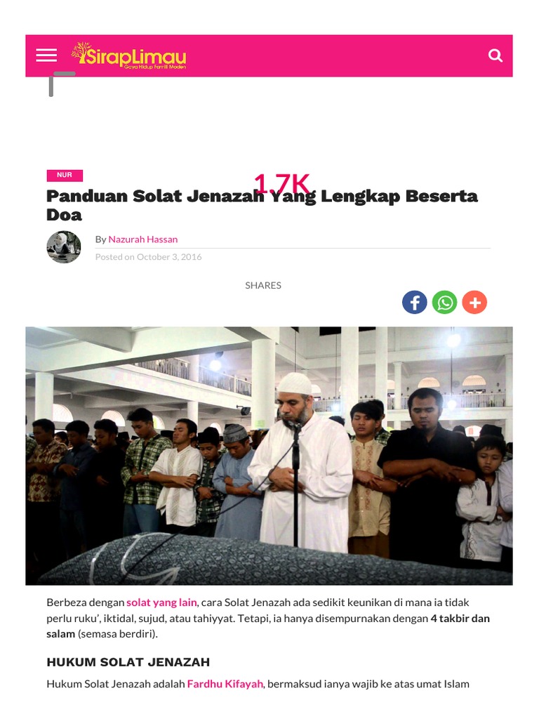 Cara Solat Jenazah Yang Lengkap Beserta Doa Maksud | PDF | Agama ...