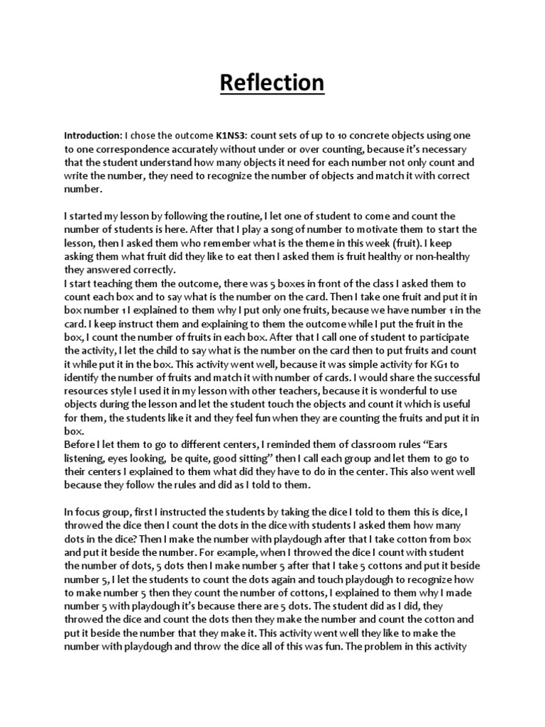 2.reflection Observation | PDF | Lesson Plan | Teaching