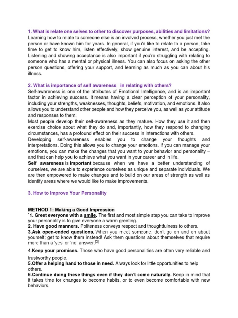 What Is Relate One Selves To Other To Discover Purposes, Abilities and ...