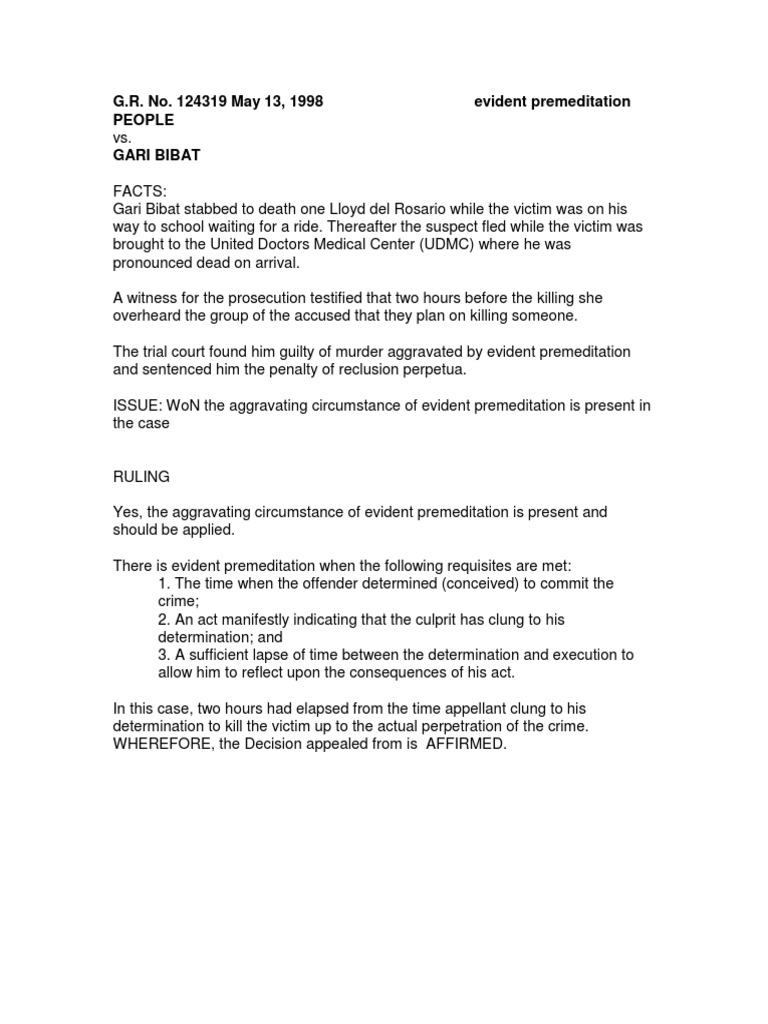 Evident Premeditation in Murder Case | PDF