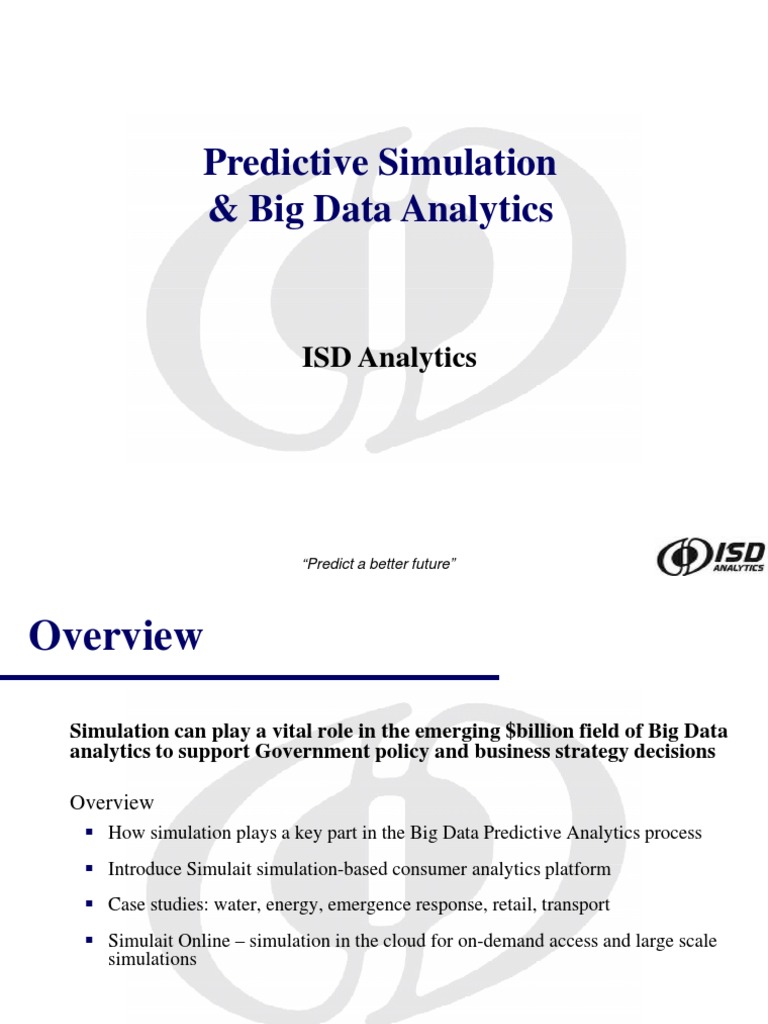 Predictive Simulation and Big Data Analytics - Slides | PDF | Analytics ...