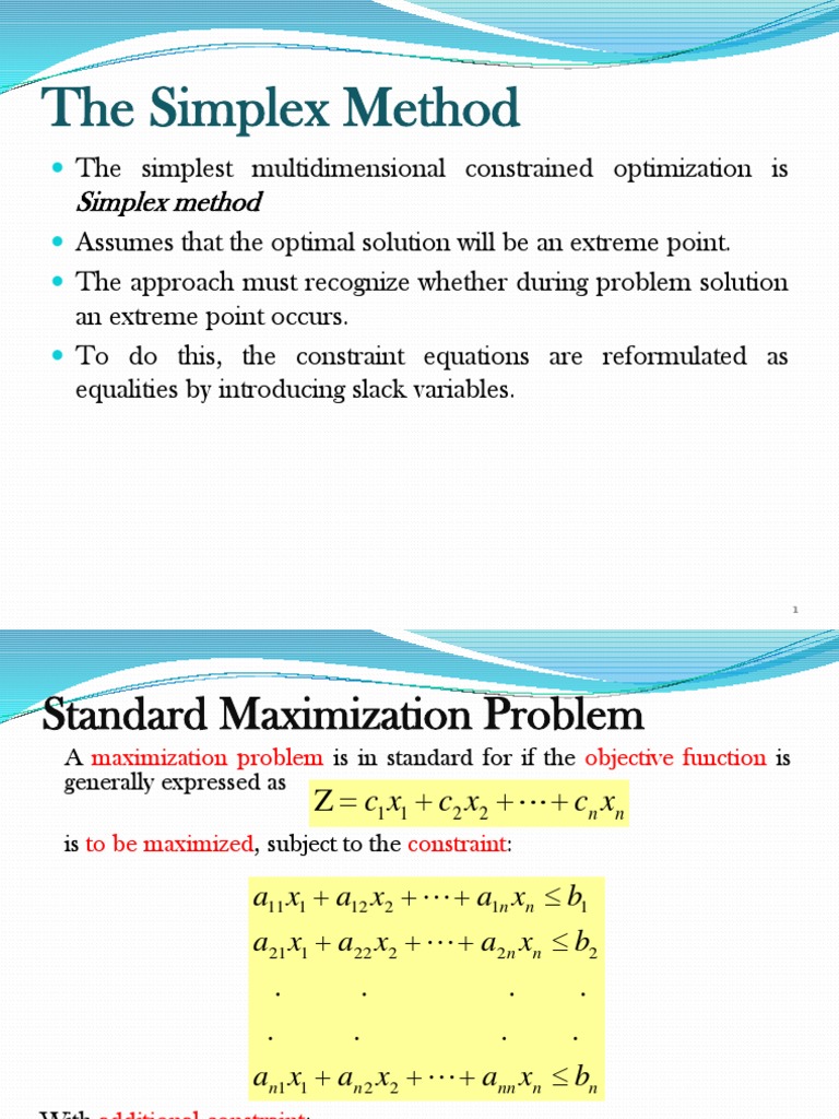 Simplex Method PDF | PDF | Mathematical Optimization | Algorithms And Data Structures