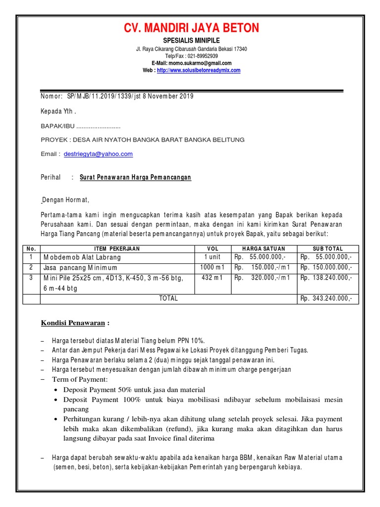 PROPOSAL FOR MINI PILE INSTALLATION | PDF