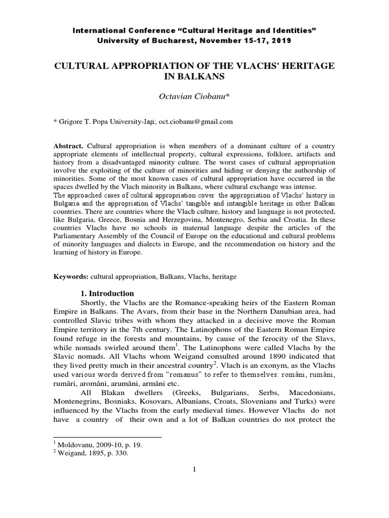 Cultural Appropriation of The Vlachs' Heritage in Balkans | PDF | Slavs ...