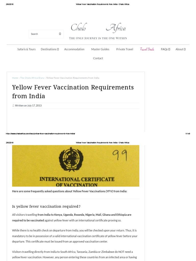 Yellow Fever Vaccination Requirements From India - Chalo Africa | PDF ...