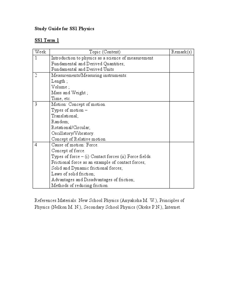 SS1 Physics | PDF | Social Science | Science & Mathematics