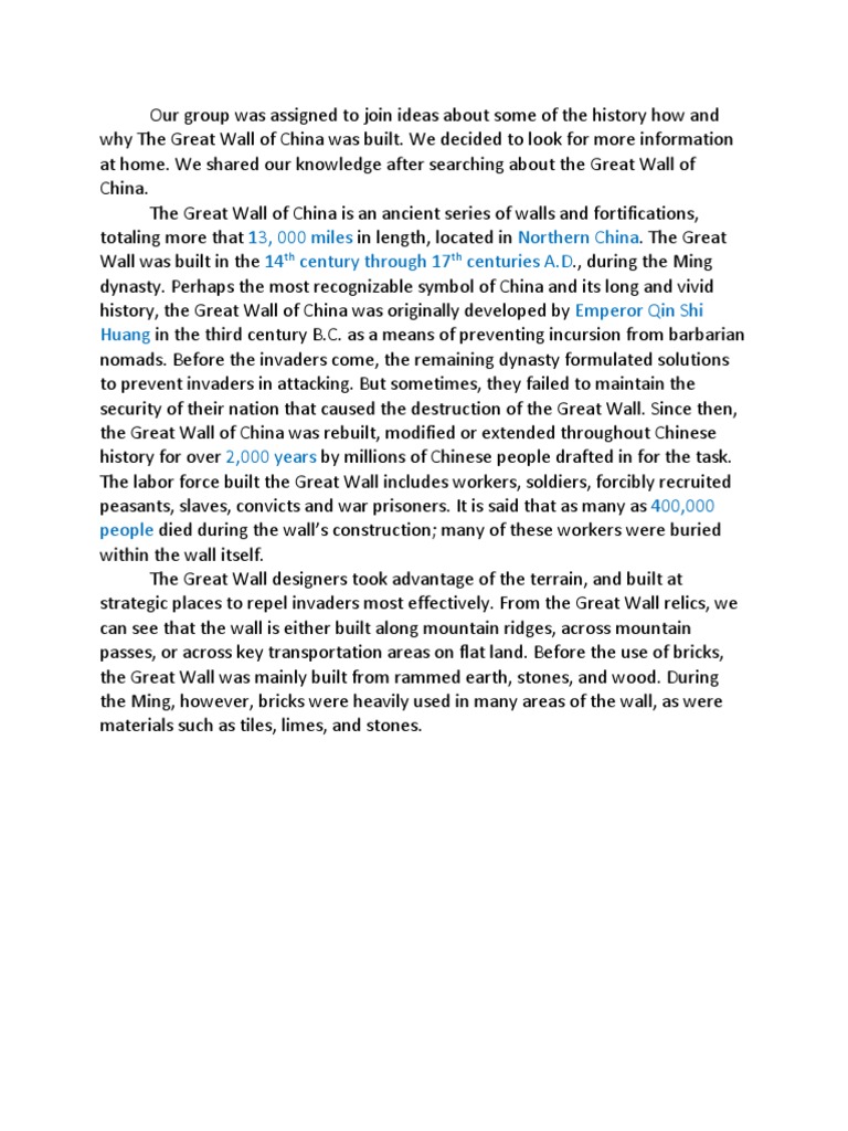 Great Wall of China: A Historical Overview | PDF