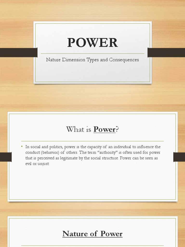 Power: Nature Dimension Types and Consequences | PDF | Power (Social ...