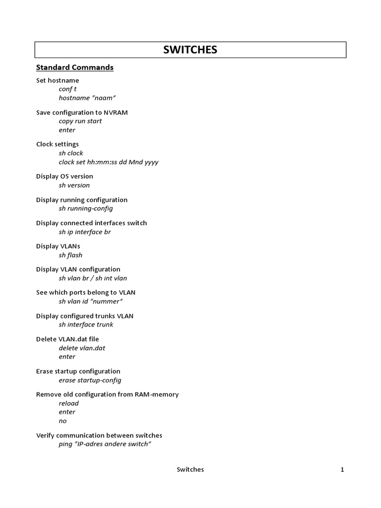 Switch Commands | Download Free PDF | Command Line Interface | Network Protocols
