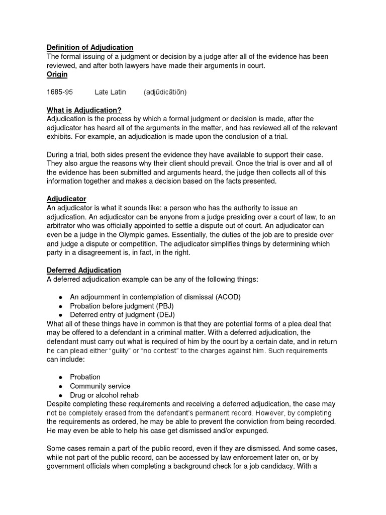 Definition of Adjudication | Download Free PDF | Arbitration | Judgment ...