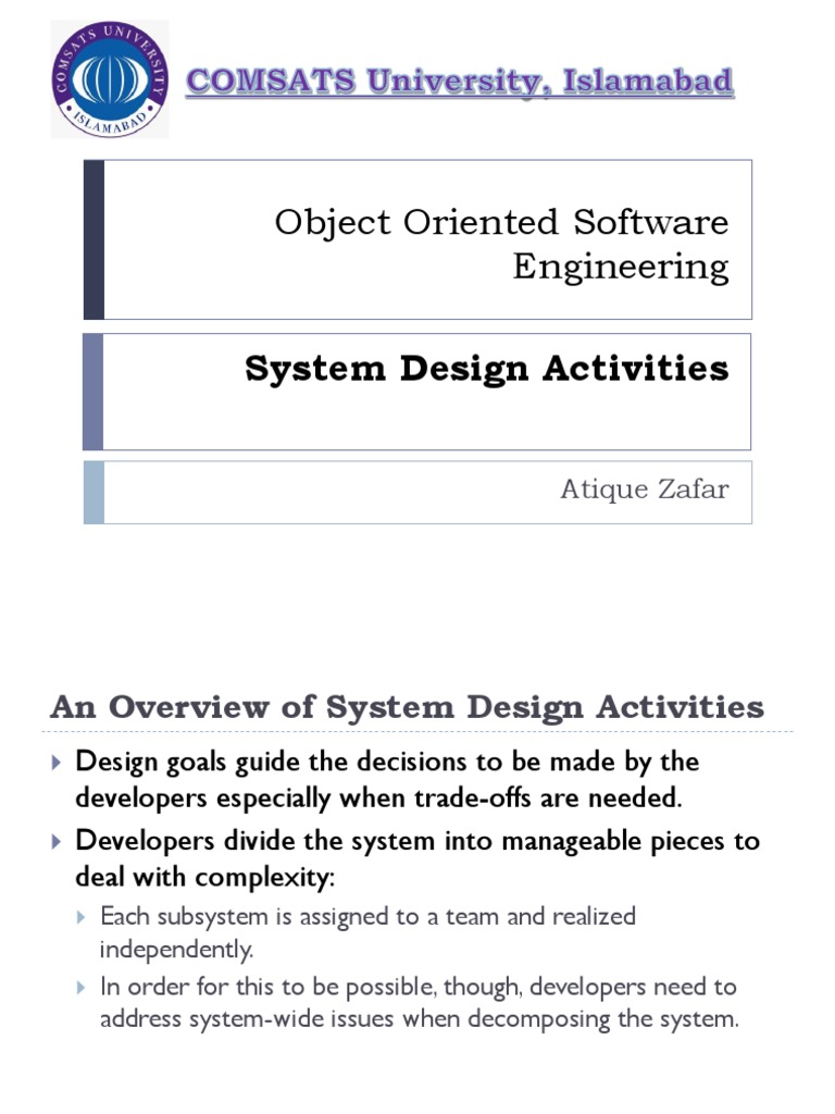 Object Oriented Software Engineering: System Design Activities | PDF ...