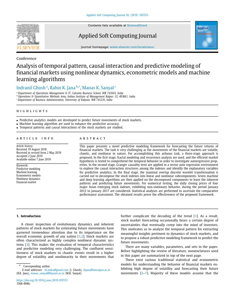Analysis of Temporal Pattern, Causal Interaction and Predictive Modeling of | PDF | Regression ...