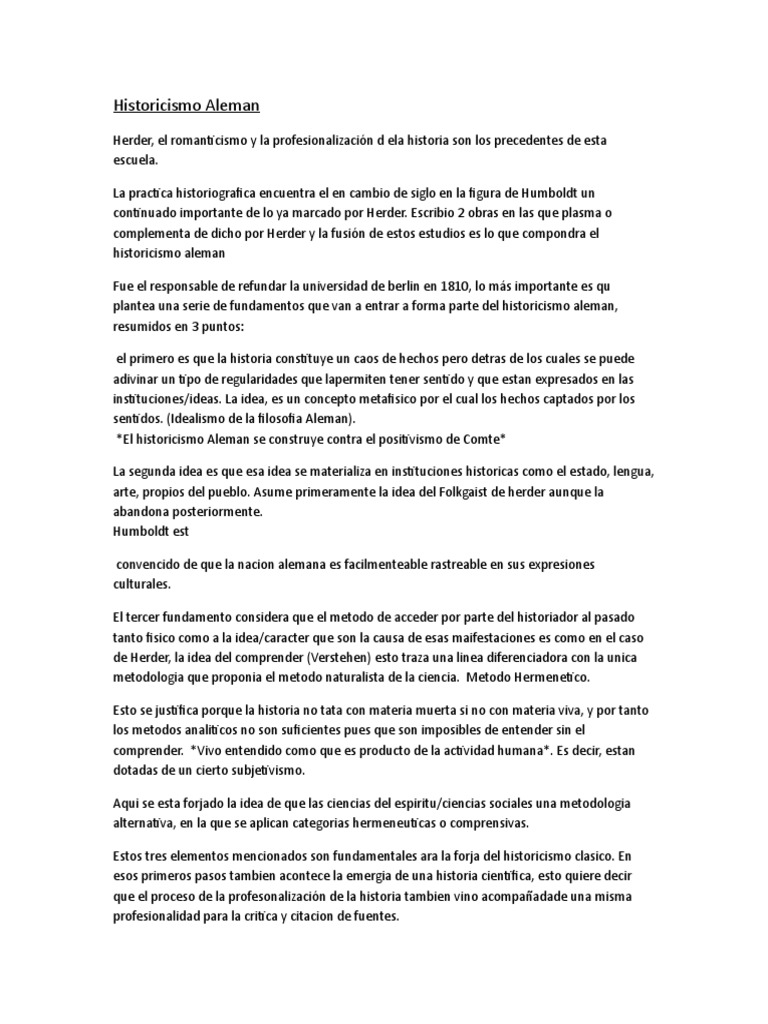 Historicismo Aleman | PDF | Georg Wilhelm Friedrich Hegel | Historiografía