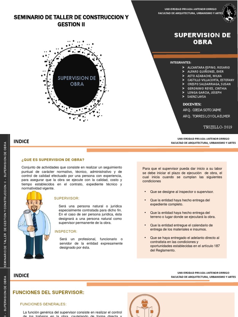 Supervisor de Obra | PDF | Urbanismo | Calidad (comercial)