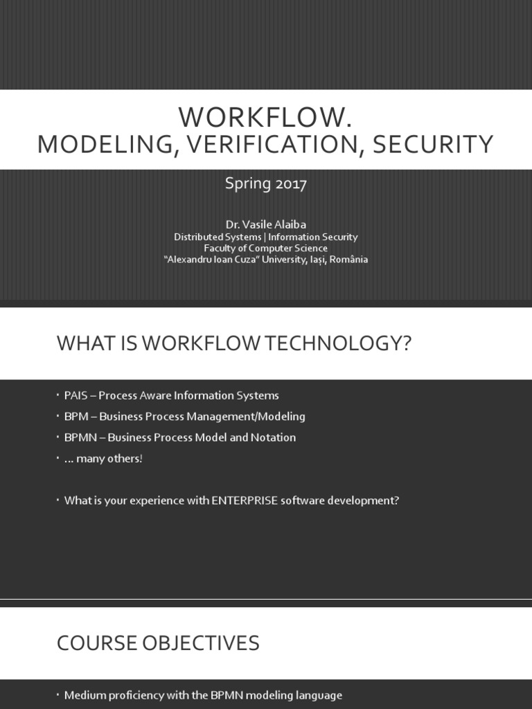 Workflow.: Modeling, Verification, Security | PDF | Business | Computers