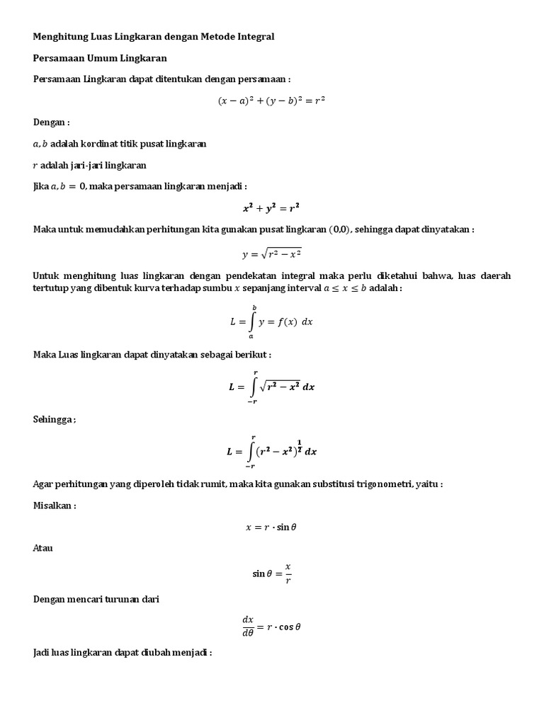 Menghitung Luas Lingkaran Dengan Metode | PDF