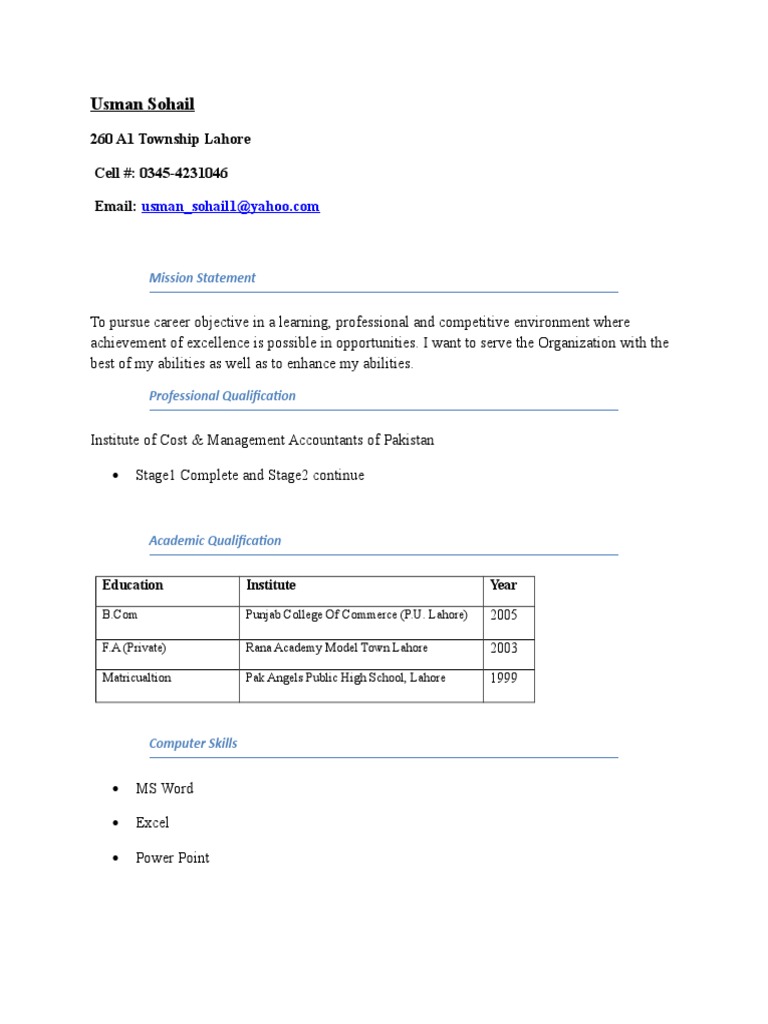 Usman Sohail CV | PDF