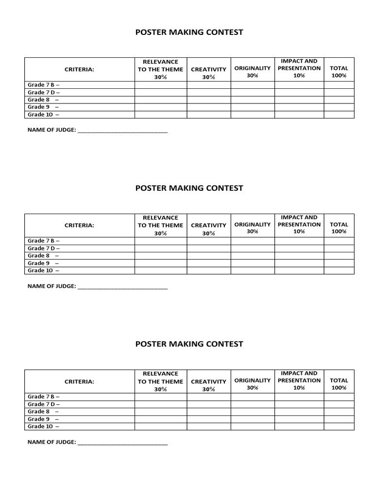 Poster Making Contest: Criteria: Relevance To The Theme 30% Creativity ...