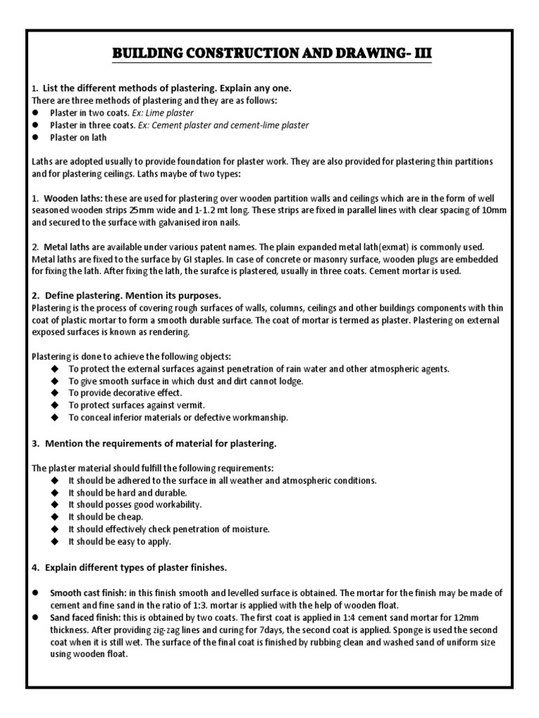 Building Construction and Drawing-Iii: List The Different Methods of ...