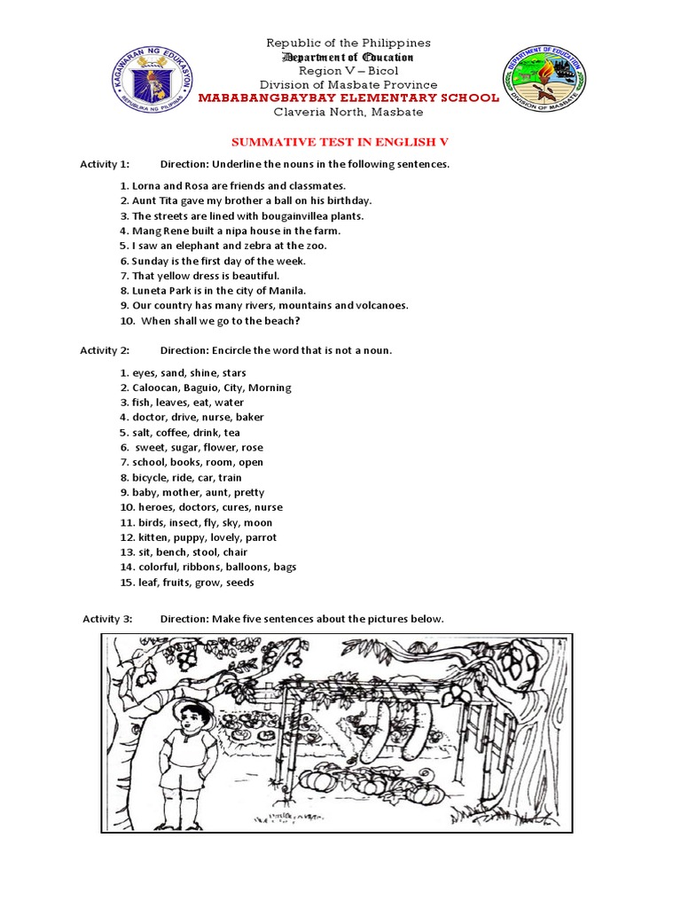 Summative Test in English V | PDF