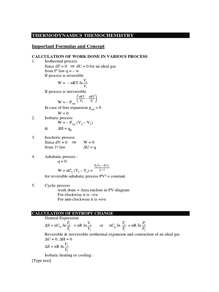 Thermodynamics for Chemistry Students | PDF | Gibbs Free Energy | Entropy