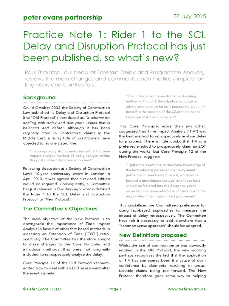 PEP Practice Note 1 - New SCL Protocol | PDF | Causality