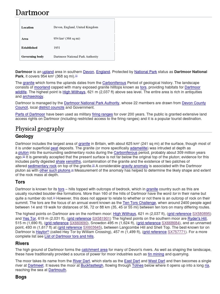 Dartmoor: Physical Geography | PDF | Nature