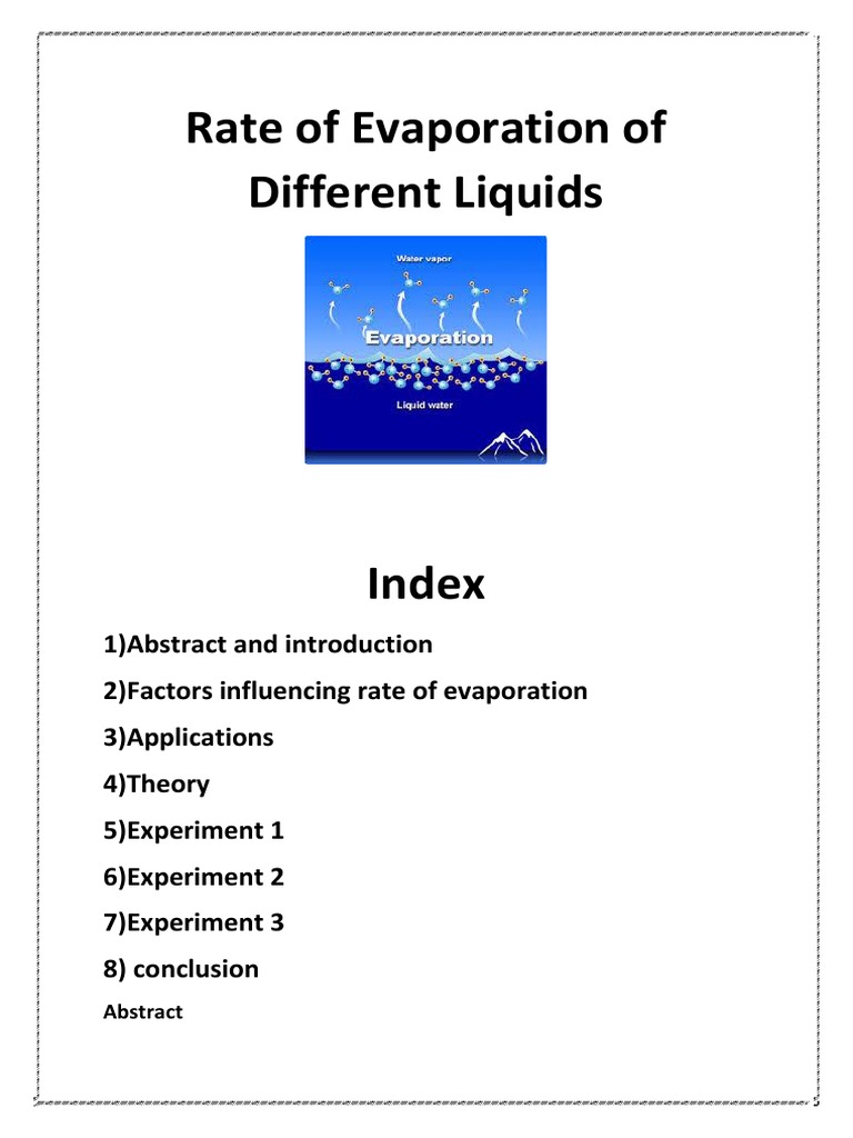 Rate of Evaporation of Different Liquids - Docx Chem Project2019 | PDF ...