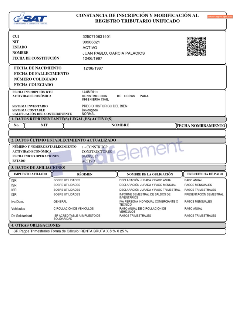 Constancia Rtu | PDF | Impuestos | Economias