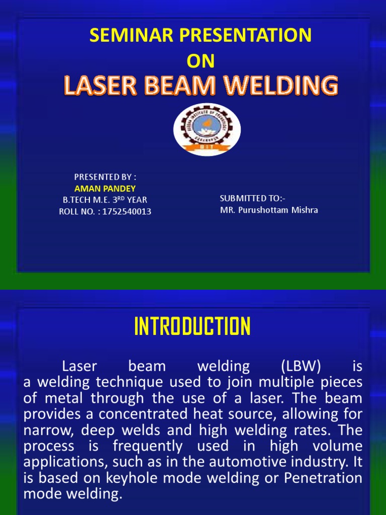 Laser Beam Welding | Download Free PDF | Laser | Physical Chemistry