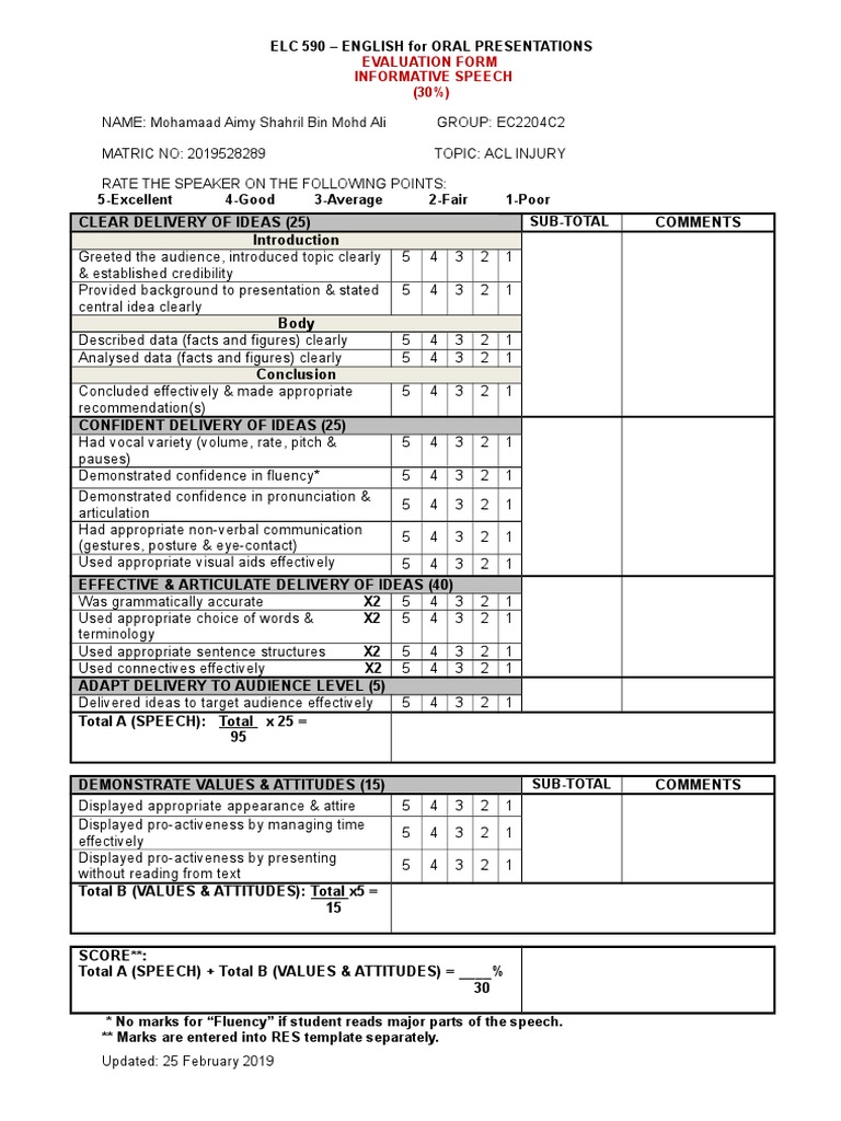 Elc590 Is Ev Form | PDF | Neuropsychological Assessment | Psychological ...