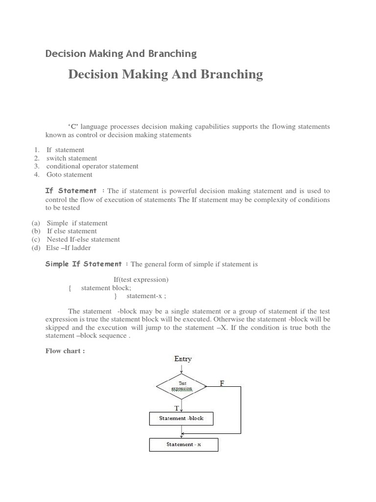 Decision Making and Branching | PDF | Control Flow | Computing