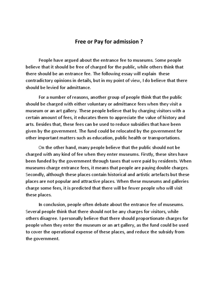 Should museums charge admission fees | PDF