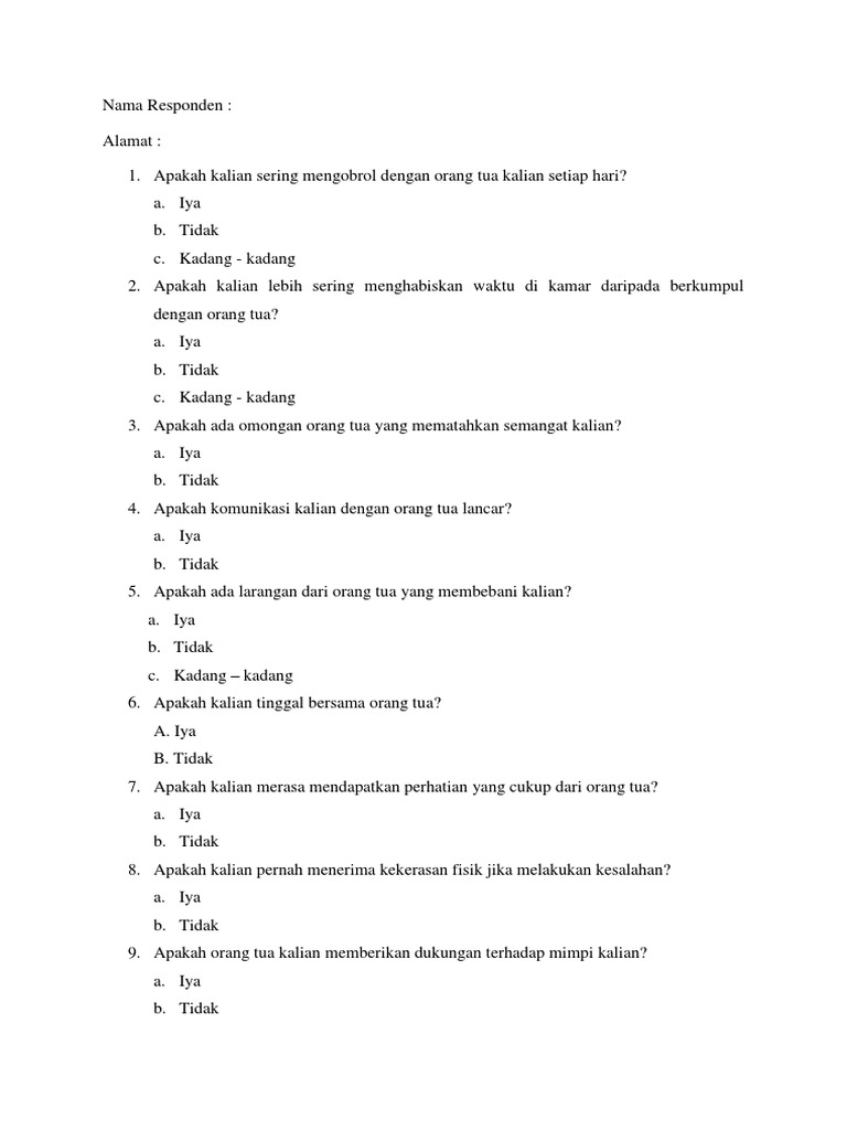 Angket Penelitian | PDF