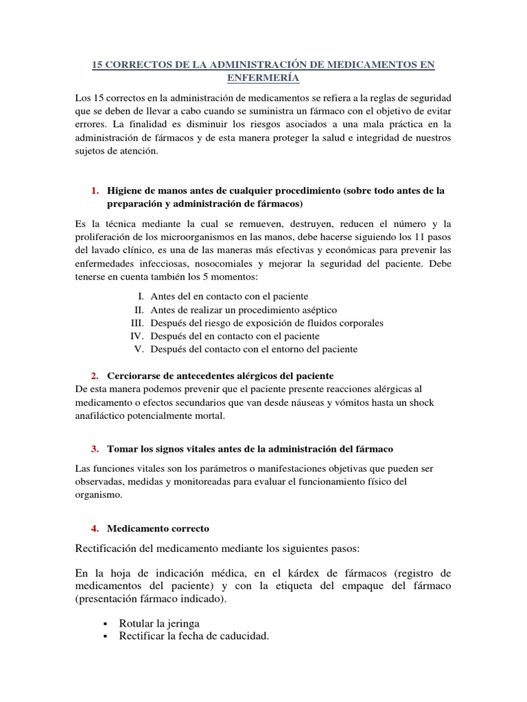 15 Correctos de La Administración de Medicamentos en Enfermería ...