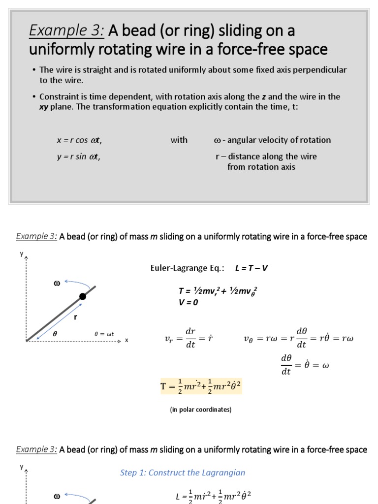 Example 3: A Bead (Or Ring) Sliding On A: Uniformly Rotating Wire in A ...