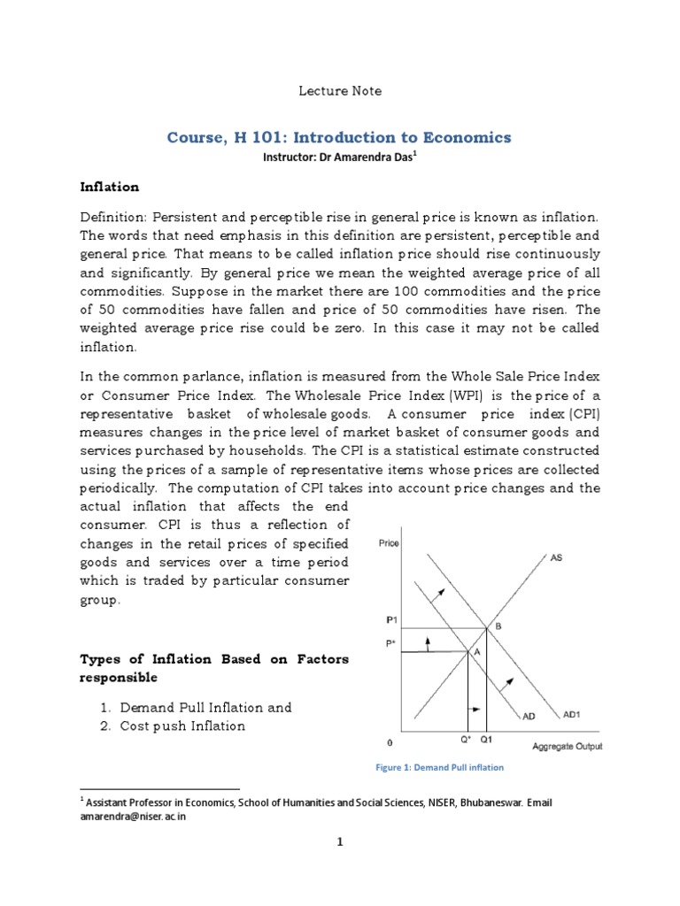Course, H 101: Introduction To Economics: Inflation | PDF | Inflation ...