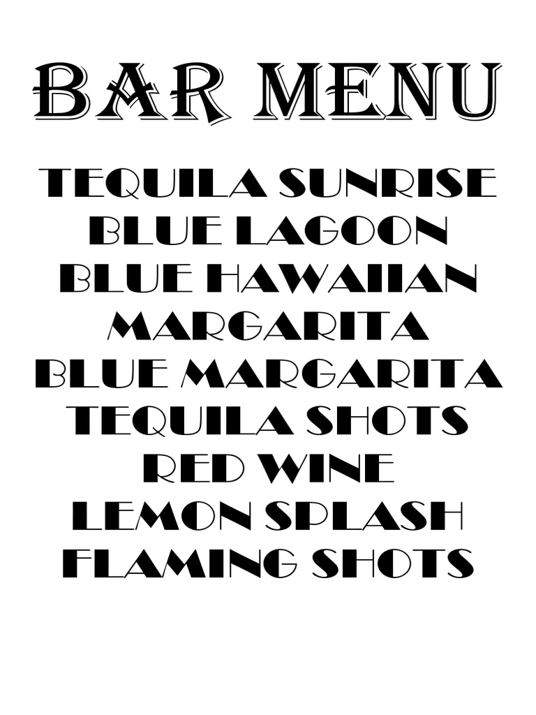 Bar Menu | PDF