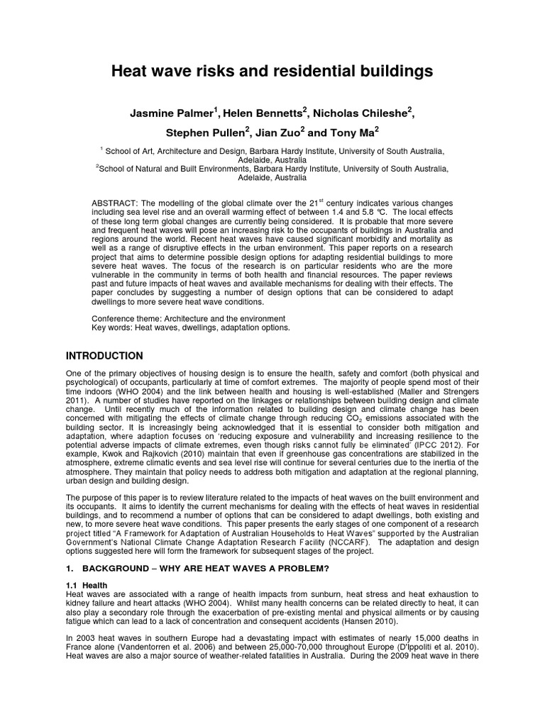 Heat Wave Risk and Residential Buildings | PDF | Heat Wave | Climate ...
