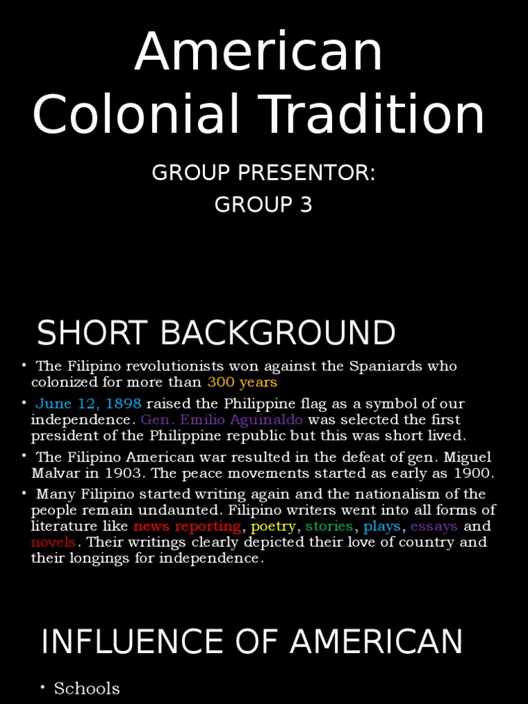 Contemporary Arts - American Colonial Tradition (HUMSS 11-D) | PDF ...