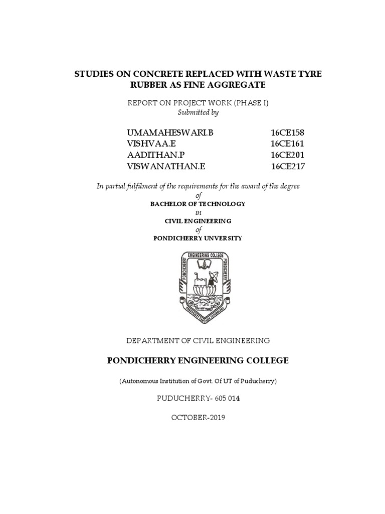 Project Report (Phase 1) PDF | PDF | Construction Aggregate | Concrete