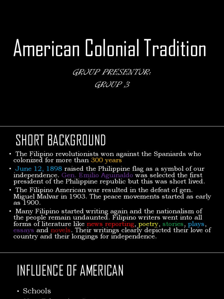 Contemporary Arts - American Colonial Tradition (HUMSS 11-D) | PDF ...