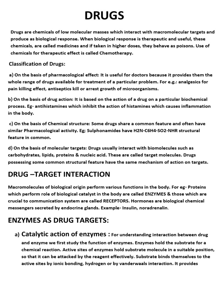 Drugs: Drug - Target Interaction | PDF | Enzyme Inhibitor | Active Site