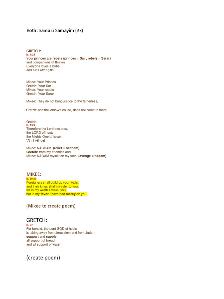 Both: Sama U Samayim (3x) : Gretch | PDF