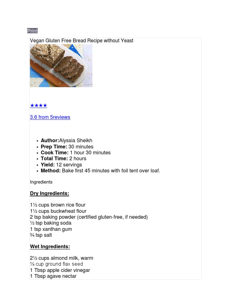 Vegan Gluten Free Bread | PDF | Flour | Breads
