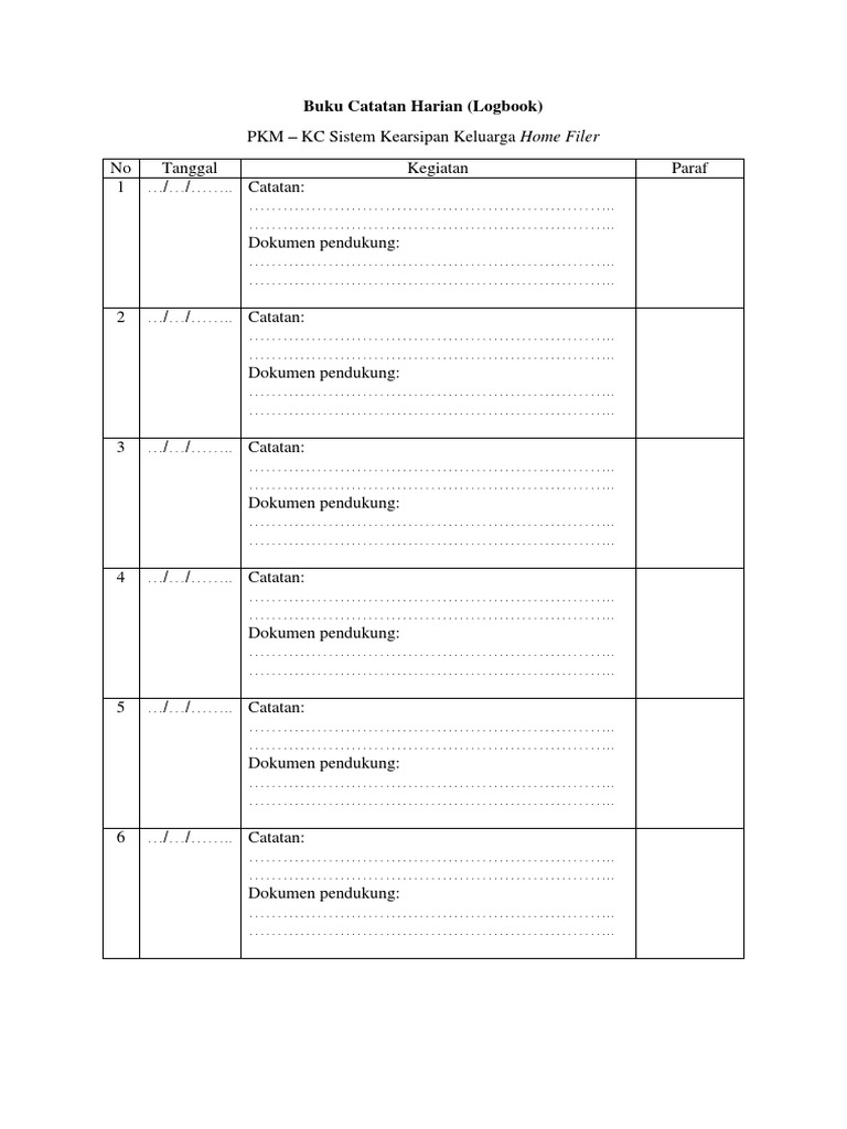 Buku Catatan Harian (Logbook) | PDF