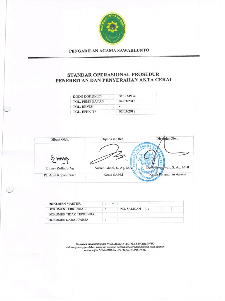 SOP Akte Cerai PDF | PDF