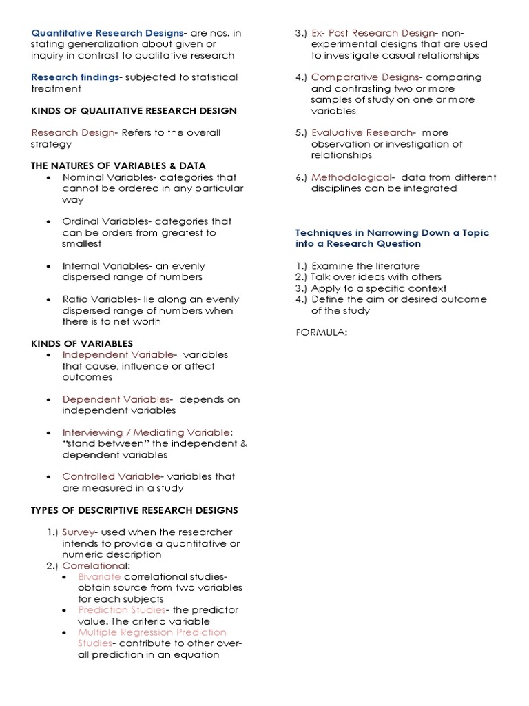 Quantitative Research Designs | PDF | Dependent And Independent ...
