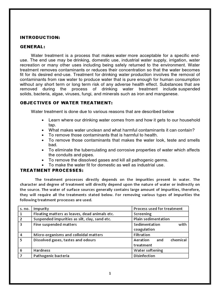 Process of Water Treatment PDF | PDF | Filtration | Sewage Treatment
